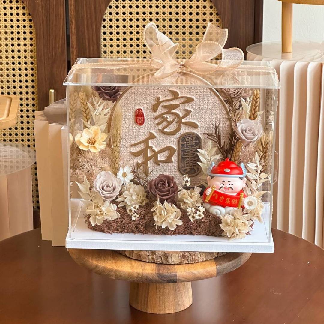 Preserved Flower Acrylic Box | Elegant Housewarming Gift for New Home