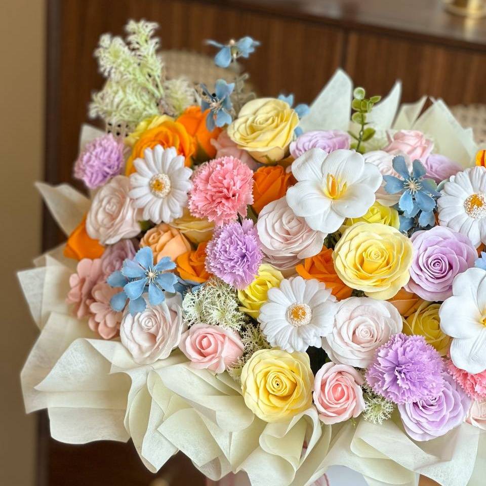 Anniversary Pastel Colour Soap Flower Box l Florist Near Me