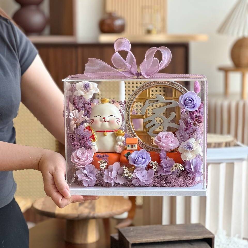 Preserved Flower Acrylic Box for Housewarming | Elegant New Home Gift